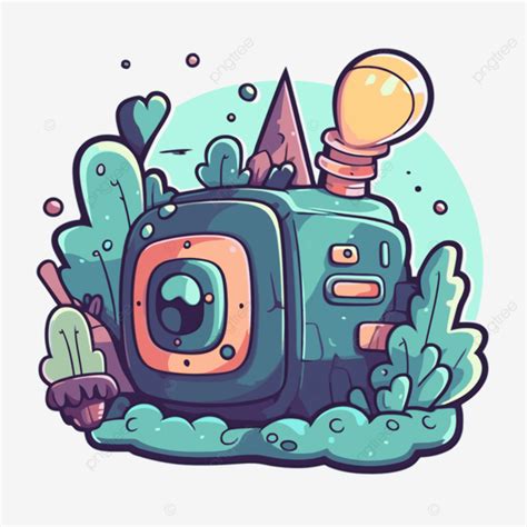 선인장 식물과 초록불 클립 아트로 둘러싸인 만화 카메라 벡터 만화 재생 버튼이 격리된 스티커 디자인 상표 Png 일러스트 및 벡터 에 대한 무료 다운로드 Pngtree