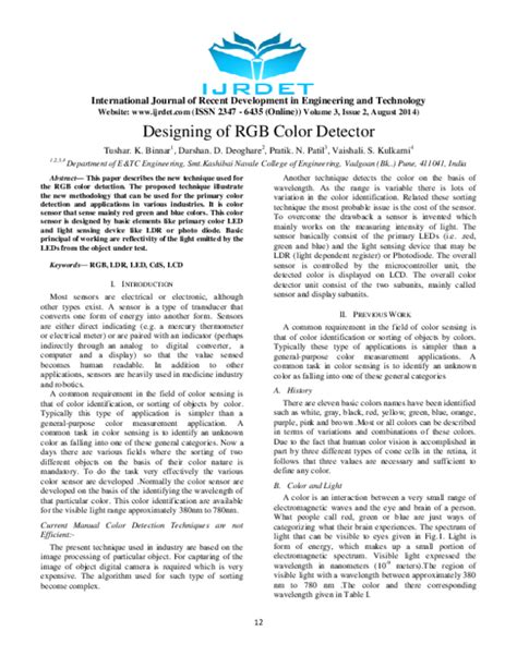 Pdf Designing Of Rgb Color Detector