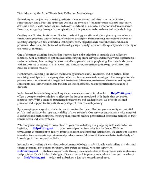 Thesis Data Collection Methodology Pdf Methodology Data