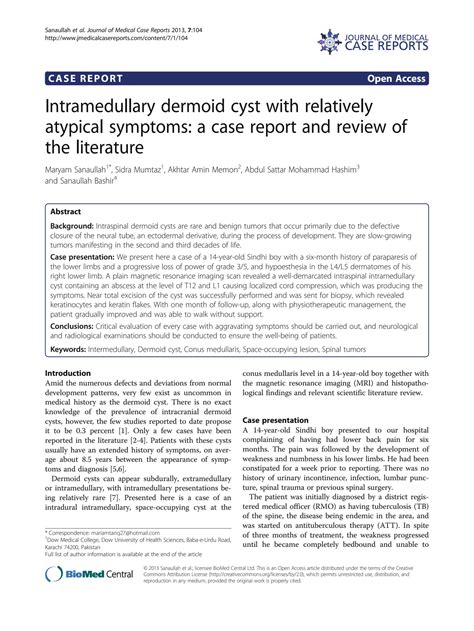 Solution Intramedullary Dermoid Cyst With Relatively Atypical Symptoms