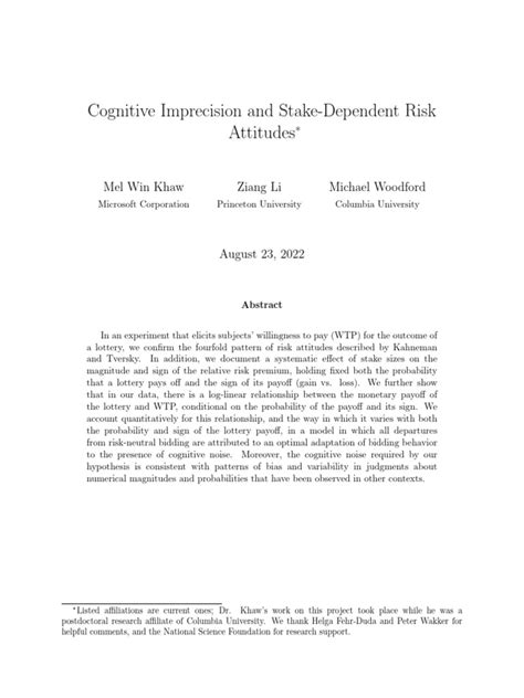 Fourfold Pdf Risk Aversion Risk