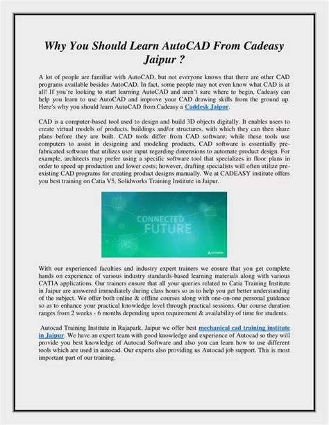 Ppt Why You Should Learn Autocad From Cadeasy Jaipur Powerpoint