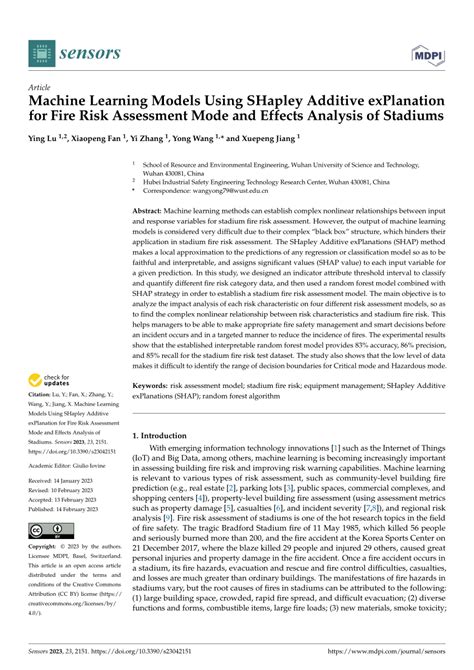 Pdf Machine Learning Models Using Shapley Additive Explanation For Fire Risk Assessment Mode