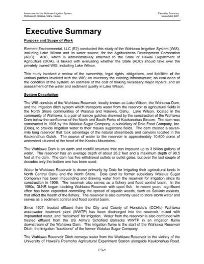 Executive Summary State Of Hawaii