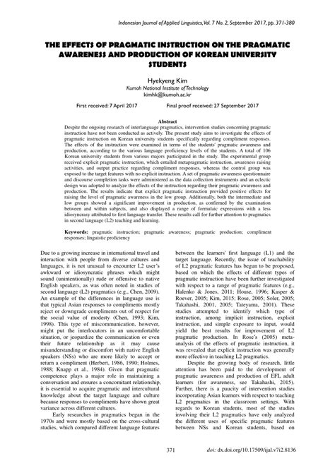 pdf the effects of pragmatic instruction on the pragmatic awareness