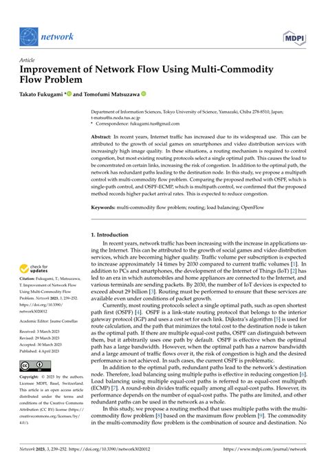 pdf improvement of network flow using multi commodity flow problem