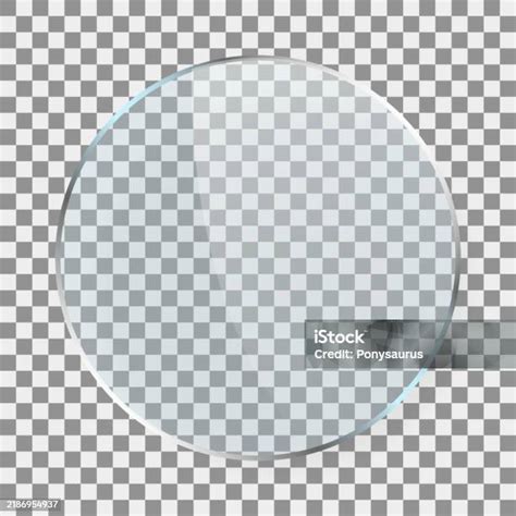 유리 둥근 원입니다 투명한 배경의 요소를 통해 볼 수 있습니다 반사와 그림자가 있는 플라스틱 배너 유리 접시 모형 0명에 대한