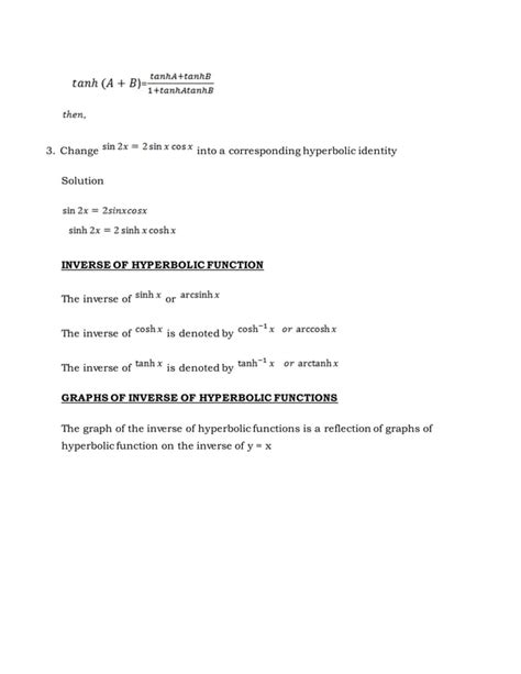 Hyperbolic Function Pdf