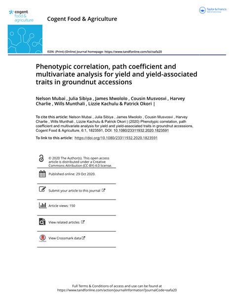 Pdf Phenotypic Correlation Path Coefficient And Multivariate Analysis For Yield And Yield