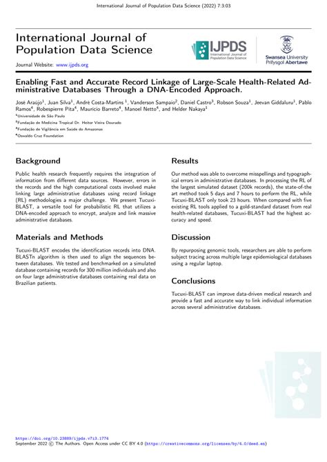Pdf Enabling Fast And Accurate Record Linkage Of Large Scale Health