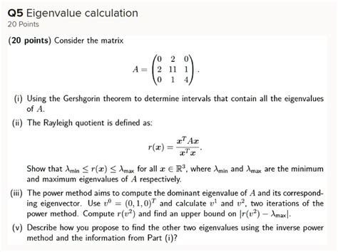 solved 05 eigenvalue calculation 20 points 20 points consider the