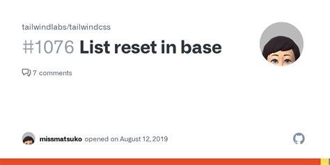 List Reset In Base · Issue 1076 · Tailwindlabstailwindcss · Github