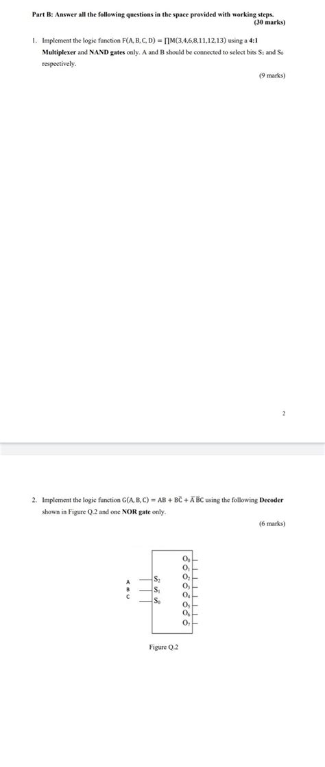 Solved Part B Answer All The Following Questions In The