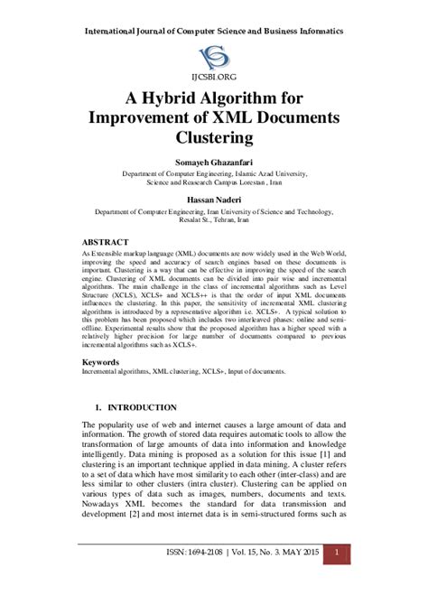 Pdf A Hybrid Algorithm For Improvement Of Xml Documents Clustering