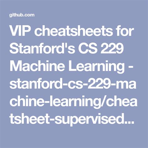 Vip Cheatsheets For Stanfords Cs 229 Machine Learning Stanford Cs