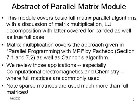 parallel matrix multiplication and other full matrix algorithms