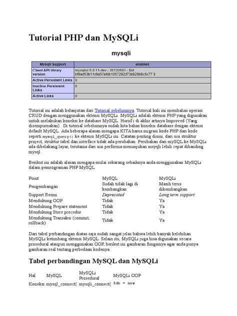Tutorial Php Dan Mysqli Pdf Teknologi And Rekayasa