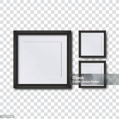 벽에 빈 사진 프레임을 설정합니다 투명 한 배경에 현실적인 사각형 빈 그림 프레임 액자에 대한 스톡 벡터 아트 및 기타 이미지 액자 검은색 프레임 Istock
