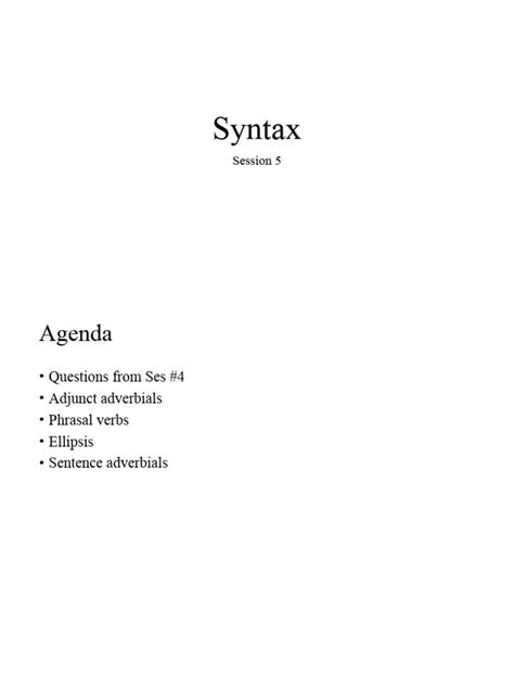 Session 5 Syntax Pdf Semantic Units Linguistic Morphology