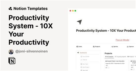 Productivity System 10x Your Productivity Template By Joni Silvennoinen Notion Marketplace