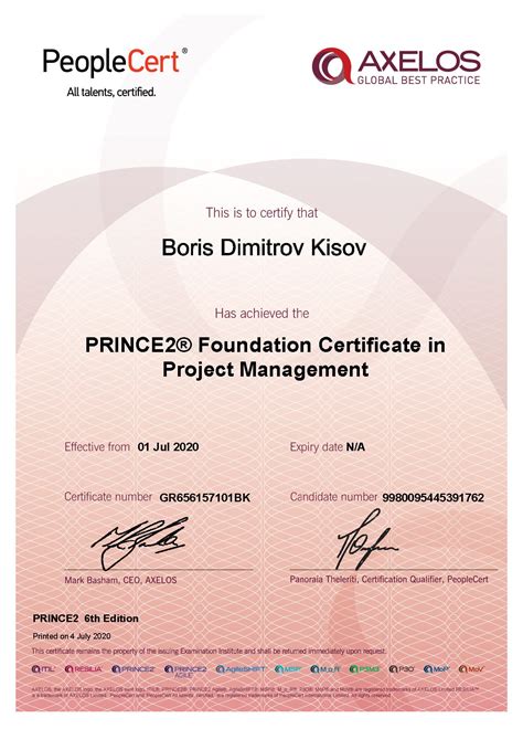 Prince2 Foundation Certificate In Project Management Kisov Boris