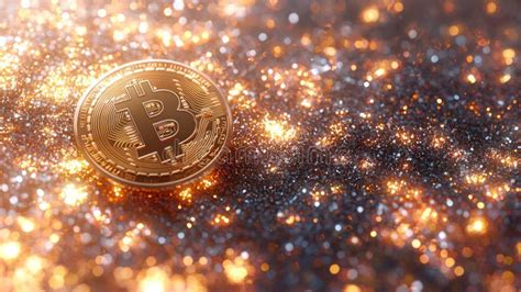 Floating Gracefully Serene Setting Bitcoin Symbol Shines Amidst Soft Glowing Orbs And