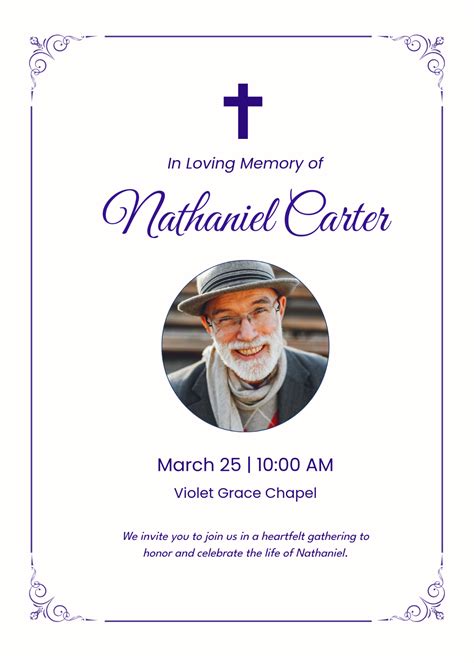 Free Funeral Announcement Memorial Service Invitation Template To Edit