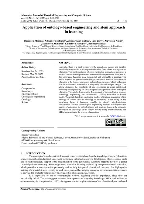 Pdf Application Of Ontology Based Engineering And Stem Approach In Learning