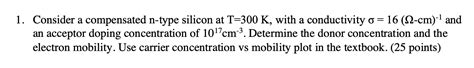 Solved Consider A Compensated N Type Silicon At T 300 K