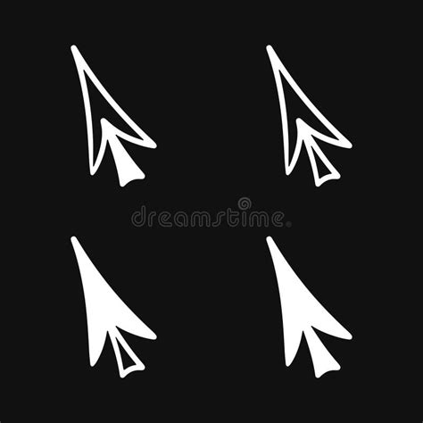 Doodle Arrow Click Icon Hand Drawn Mouse Cursor Vector Illustration