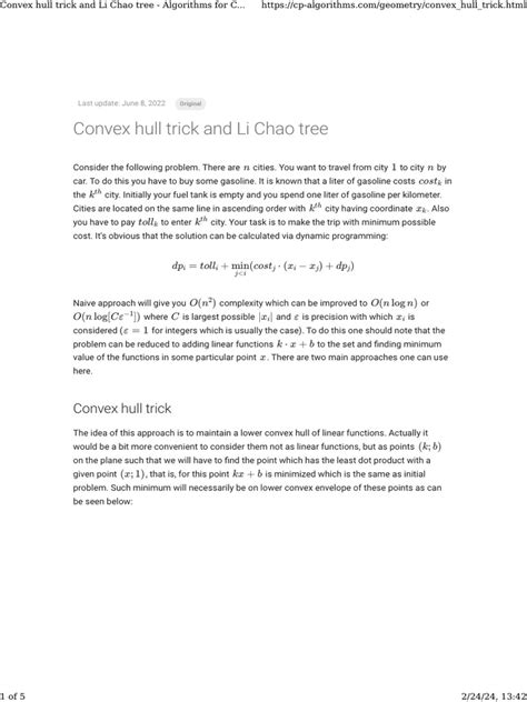 Convex Hull Trick And Li Chao Tree Algorithms For Competitive Programming Pdf Function Convex Hull Trick And Li Chao Tree Algorithms For Competitive Programming Pdf Function
