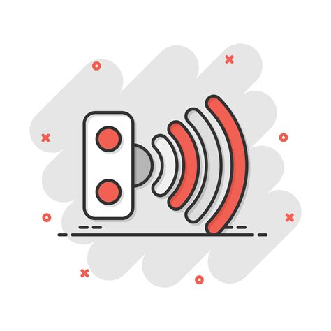 Motion Sensor Icon In Comic Style Sensor Waves Vector Cartoon
