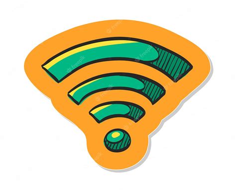 스티커 스타일 벡터 일러스트 레이 션에 손으로 그린 와이파이 기호 아이콘 프리미엄 벡터