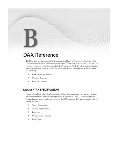 Appendix B Dax Reference Pdf Parameter Computer Programming