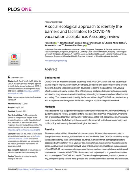 Pdf A Social Ecological Approach To Identify The Barriers And