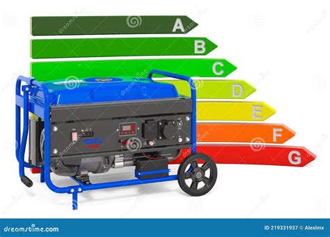 Gasoline Generator With Energy Efficiency Chart 3d Rendering Stock Illustration Illustration
