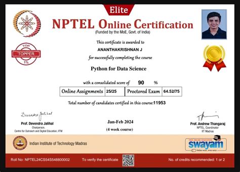 Ananthakrishnan J On Linkedin Python Datascience Nptel