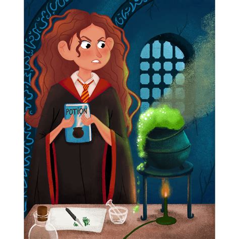 Иллюстрация Гермиона Грейнджер в стиле 2d книжная графика