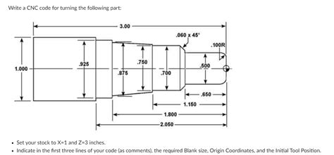 Solved Write A Cnc Code For Turning The Following Part