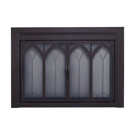 Pleasant Hearth Collin Medium Black Glass Fireplace Doors Ci 3501bl