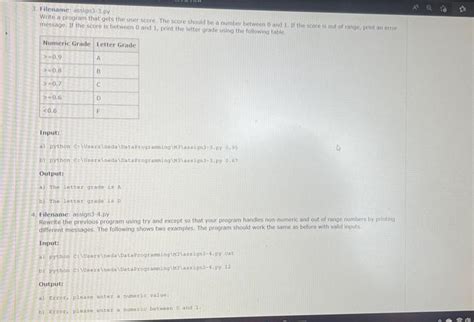 Solved 3 Filename Assign3 3 Py Write A Program That Gets Chegg