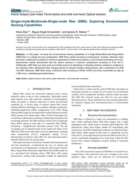 Pdf Single Mode Multimode Single Mode Fiber Sms Exploring
