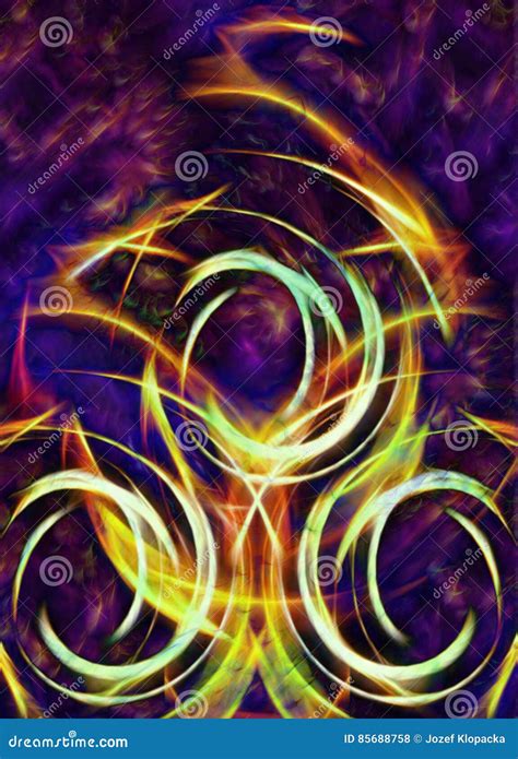 Abstract Dynamic Design With Light Swirling Energy Movements On Purple Textured Background