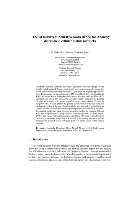 Pdf Lstm Recurrent Neural Network Rnn For Anomaly Detection In