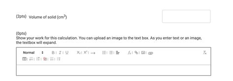 Solved 6pts Volume Of Solid Shape Of The Solid Cube 2pts Chegg Com