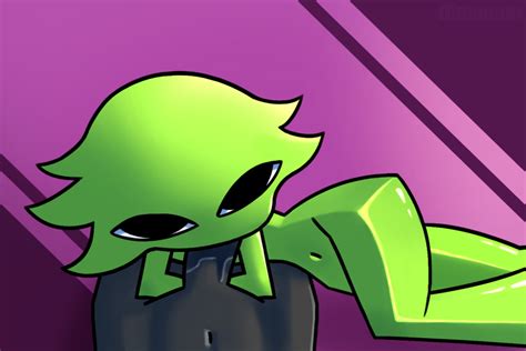Rule 34 1boy 1girls Angular Big Eyes Black Body Blowjob Cheek Bulge Flat Belly Green Skin