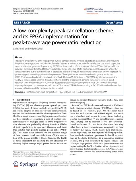 Pdf A Low Complexity Peak Cancellation Scheme And Its Fpga