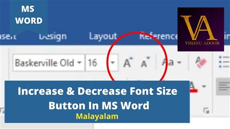 Ms Word Tutorial Malayalam Increase And Decrease Font Size Button Grow