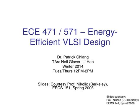 Ppt Ece 471 571 Energy Efficient Vlsi Design Powerpoint
