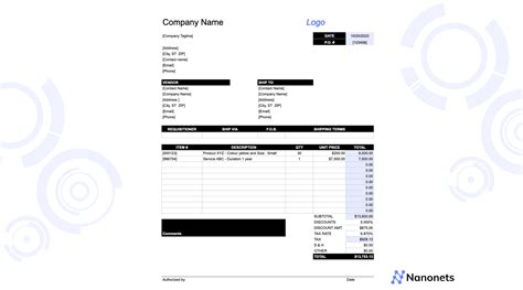 Purchase Order Excel Template